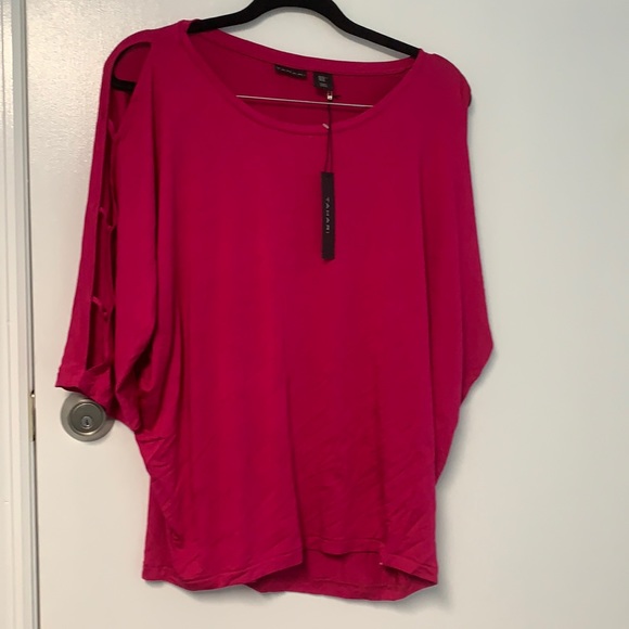 Tahari | Tops | Tahari Pink Fuschia Open Sleeves Cutouts | Poshmark